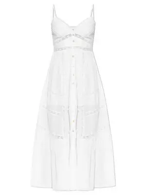 LoveShackFancy Esilda Lace-trim Midi Dress - White