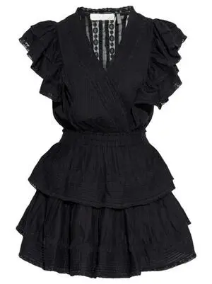 LoveShackFancy Gwen Ruffled Mini Dress - Black