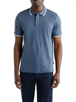 BOSS Parlay Tipped Cotton Polo - Open Blue