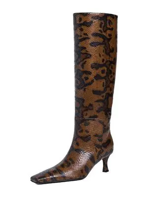Proenza Schouler Trap Boots In Embossed Python - Espresso