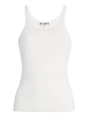 Eterne Cotton Ribbed Cami Top - Ivory