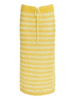 Simkhai Crochet Stripe Welles Midi Skirt - Orange