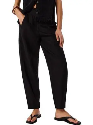 Whistles Linen Barrel Leg Trouser - Black