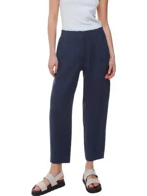 Whistles Linen Barrel Leg Trouser - Navy
