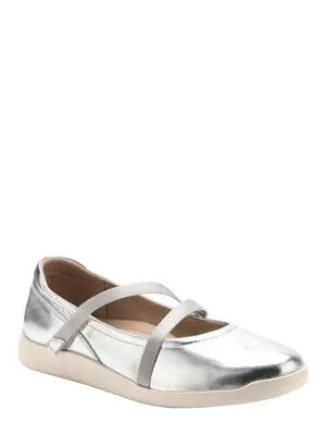 ABEO Vela Mary Jane Flat With Adjustable Strap - Silver