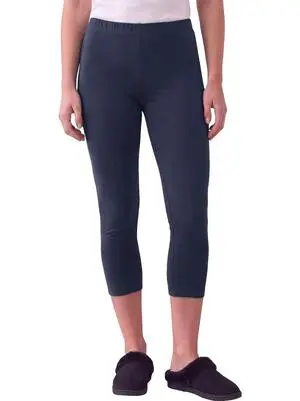 Roaman's Essential Stretch Capri Legging - Navy