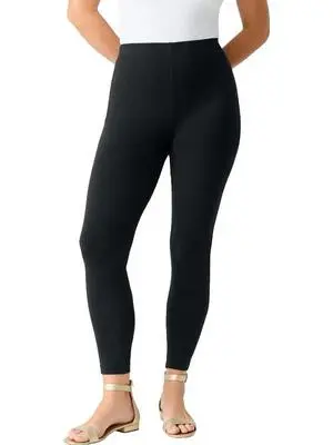 Roaman's Roaman's Essential Stretch Ankle Length Pull-On Legging Black