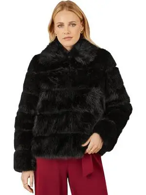 YUMI Faux Fur Coat Black