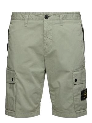 Stone Island Stretch Cotton Logo Patch Cargo Shorts - Gray
