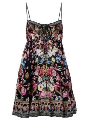 Camilla Embellished Silk Mini Dress - Black