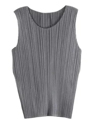 PLEATS PLEASE BY ISSEY MIYAKE Sleeveless Pleated Top - Gray