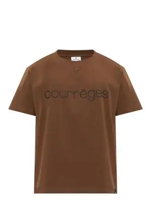 COURREGES T-shirt With Printed Logo - Brown