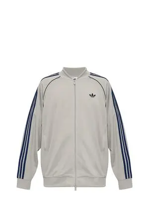 ADIDAS ORIGINALS Zip-up Sweatshirt With Embroidered Logo And Sporty Stripes - Grey
