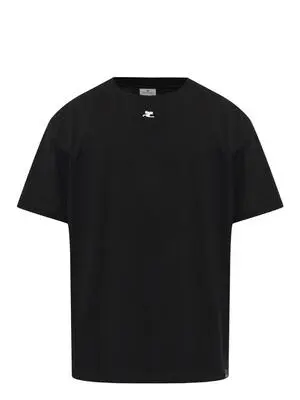 COURREGES T-shirt With Embroidered Logo - Black
