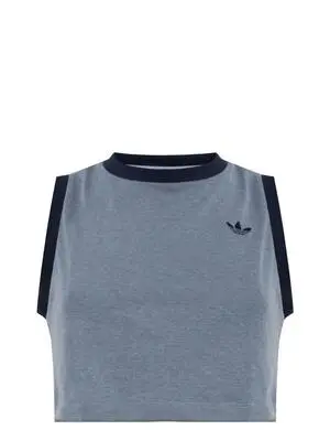 ADIDAS ORIGINALS Sleeveless Cropped Ribbed Knit Top - Blue