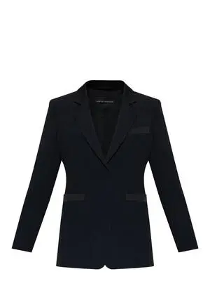 Emporio Armani Double Vent Blazer With Satin Lapels And Glossy Button Detailing - Black