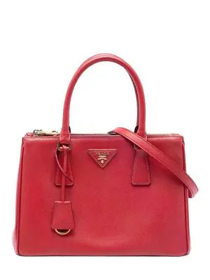 Prada Prada Saffiano Leather Galleria Double Zip Satchel Red