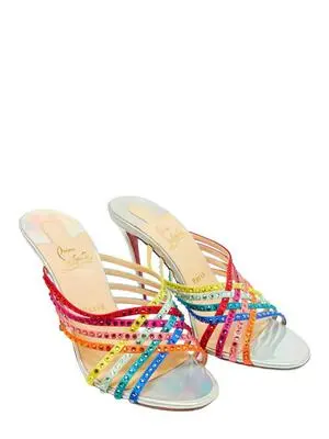 CHRISTIAN LOUBOUTIN Embellished Slide Sandals - Red
