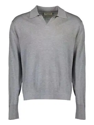 Officine Générale Polo-collar Knitted T-shirt - Grey