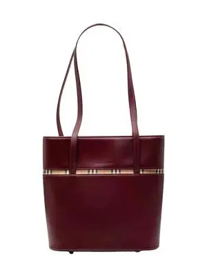 Burberry House Check Trimmed Leather Shoulder Bag - Red