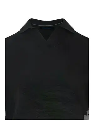 PYA Bubble-knit Johnny-collar T-shirt - Black