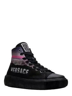 Versace Greca High-top Sneakers - Black