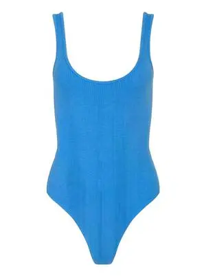 L'Agence Nica Ribbed Scoop Neck Bodysuit - Blue