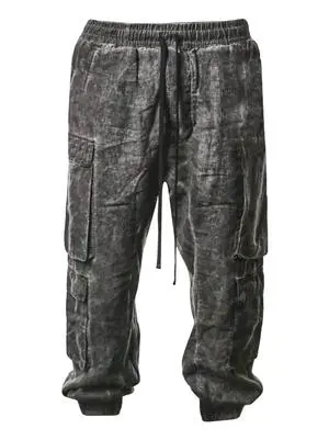 THOM KROM Acid-wash Drawstring Cargo Pants - Grey