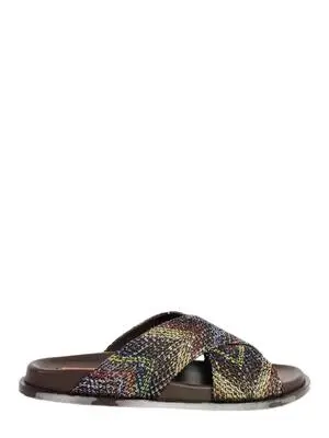 Missoni Zigzag Cross-strap Flat Sandals - Brown