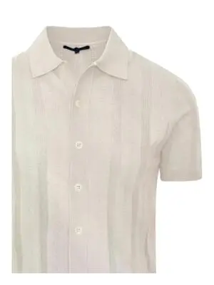 PATRICK ASSARAF Short-sleeve Button-down Knitted Shirt - Neutrals