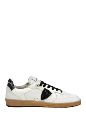 Philippe Model Glitter-patchwork Leather Sneakers - White