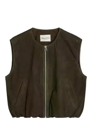 Marc O'polo Zip-up Suede Vest - Green