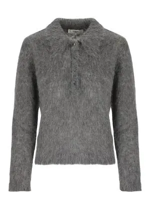 Chloé Brushed Finish Polo Shirt - Grey