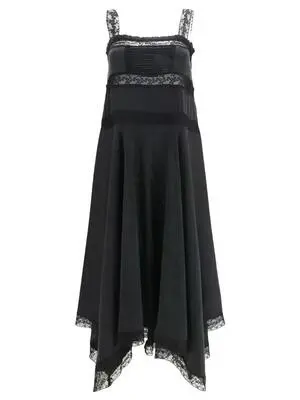 GANNI Lace Trim Maxi Dress - Black