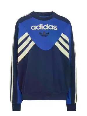 Adidas Logo Embroidered Striped Sweater - Blue