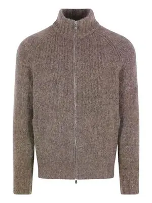 Brunello Cucinelli Ribbed Knit Zip-up Cardigan - Brown