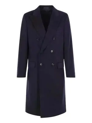 Caruso Double-breasted Coat - Blue