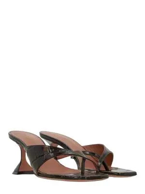 Amina Muaddi Croc-effect Martini-heel Sandals - Brown