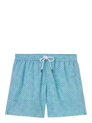 Fedeli Geometric Print Swim Shorts - Blue