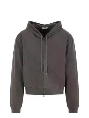 THE ROW Zip-up Drawstring Hoodie - Grey