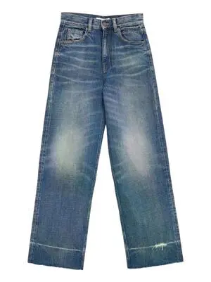 Chloé Faded Frayed-hem Bootcut Jeans - Blue