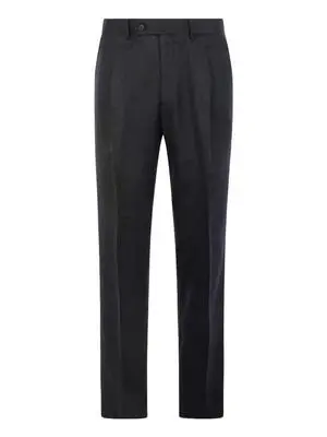 Caruso Dark Wool Felt Tailored Trousers - Grey