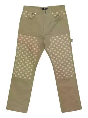 Amiri Monogram-pattern Panelled Trousers - Green