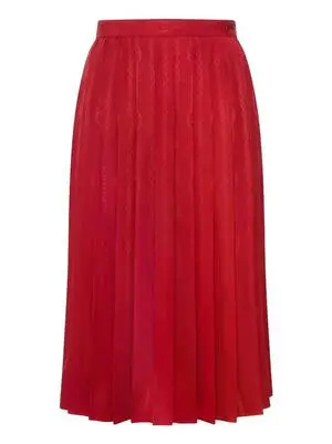 Gucci Midi Logo-jacquard Pleated Skirt - Red