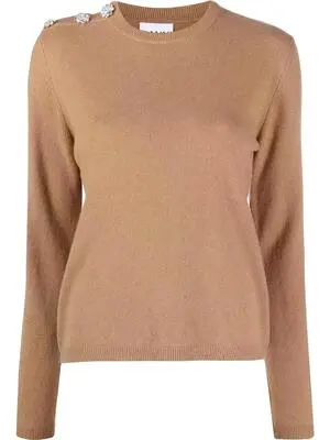 GANNI Rhinestone Embellished Knitted Jumper - Neutrals