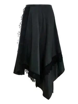 3.1 Phillip Lim Lace Trim Handkerchief Hem Midi Skirt - Black