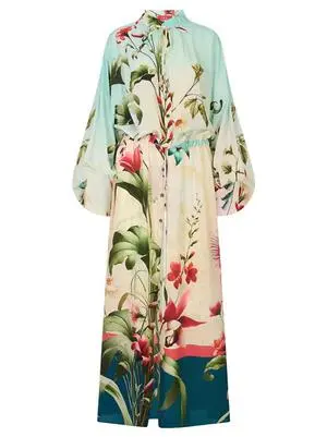 F.R.S FOR RESTLESS SLEEPERS Floral Print Silk Maxi Dress - Neutrals