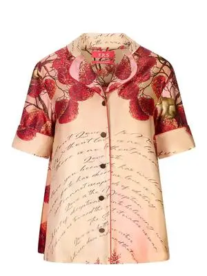 F.R.S FOR RESTLESS SLEEPERS Graphic Print Silk Shirt - Neutrals