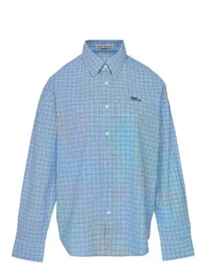MARDI MERCREDI Check-pattern Logo-embroidered Shirt - Blue