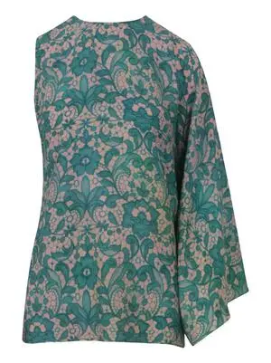 GIANLUCA CAPANNOLO One-shoulder Lace-print Top - Green